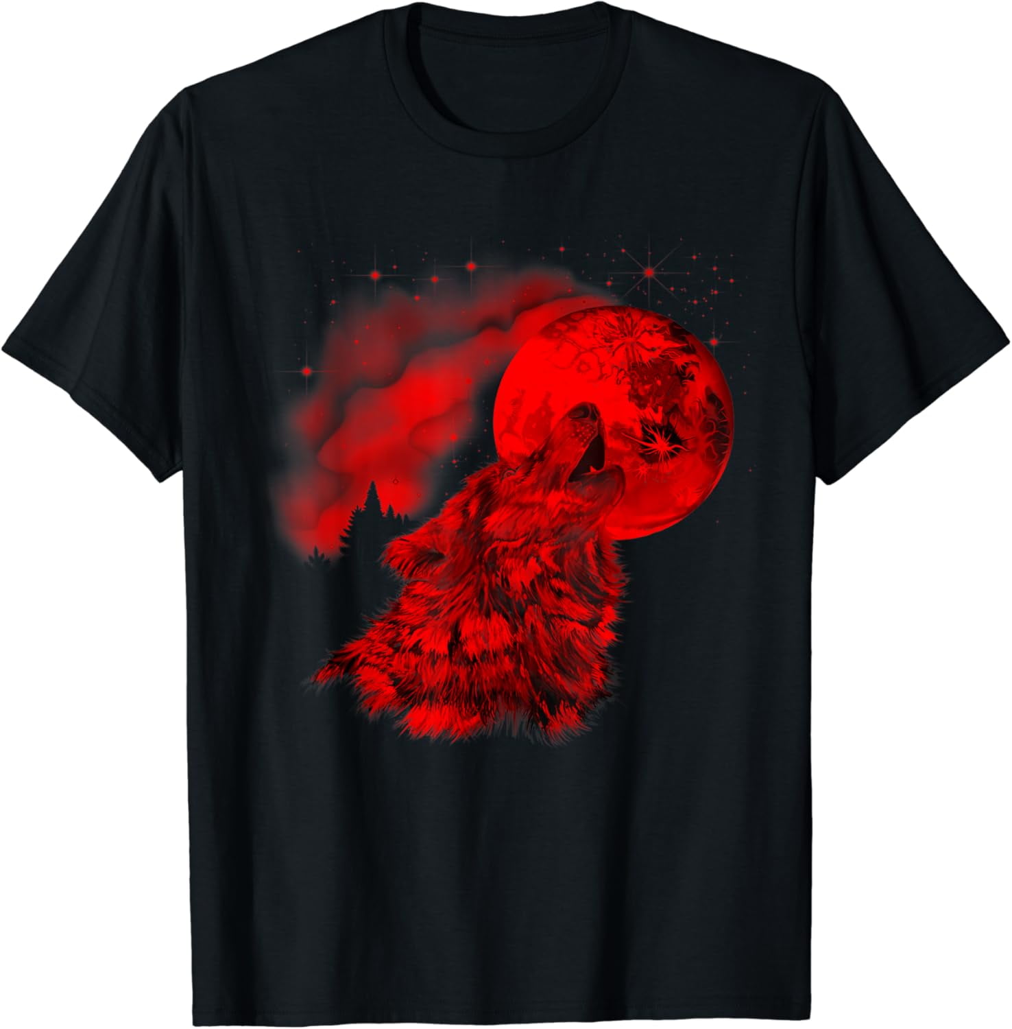 Red Wolf Moon Howling wolf shirt gothic T-Shirt - Walmart.com