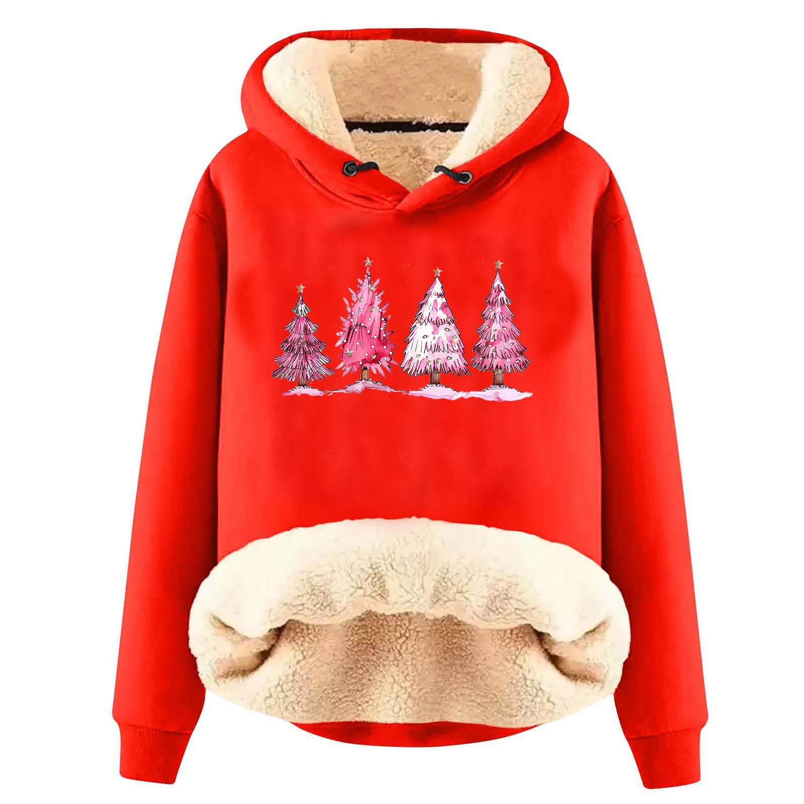 Red Women Happy Vacation Christmas Lounge Long Sleeve Jacket Hood ...