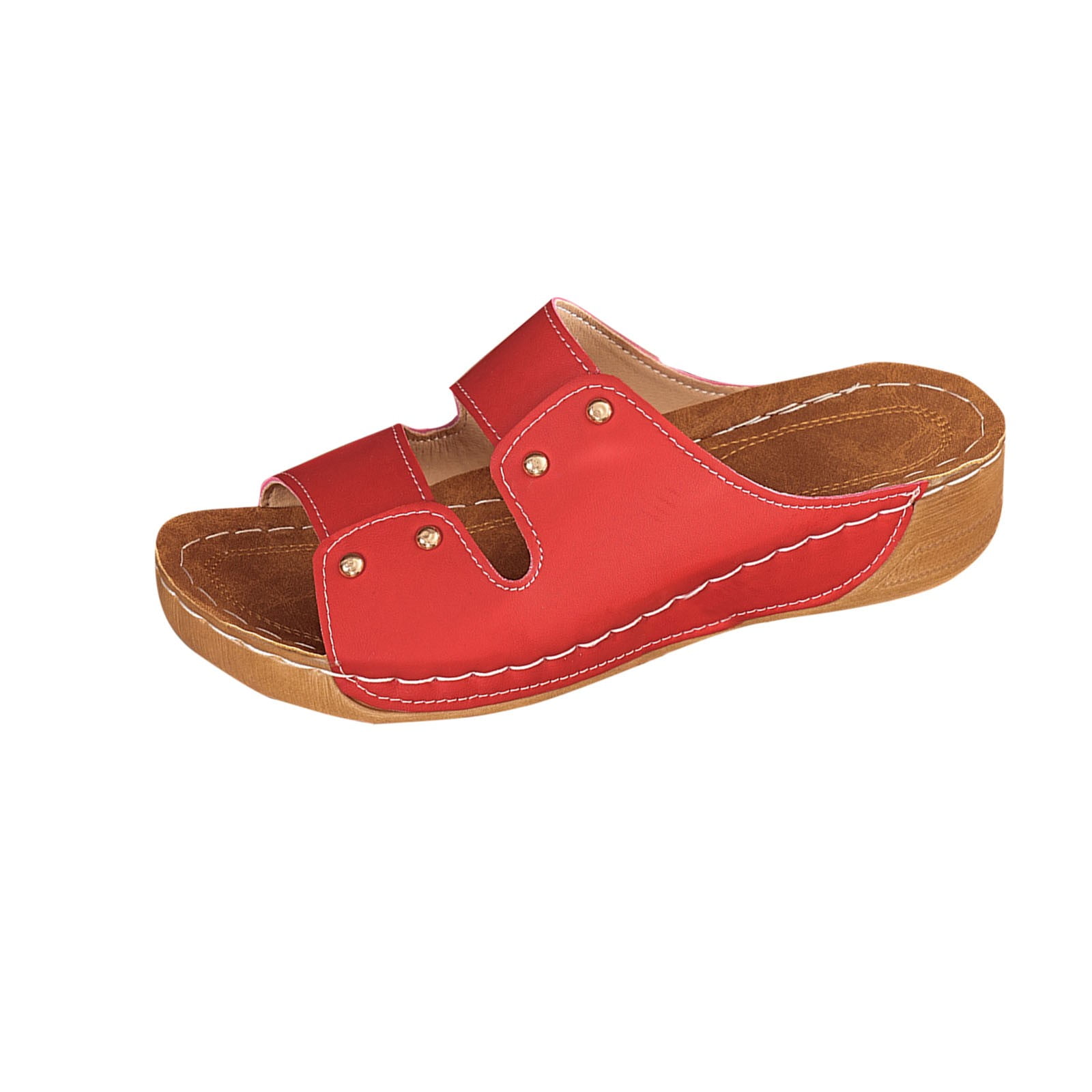 Red Women I Shaped Thick Sole Slippers With Fish Mouth Opening Perfect ...