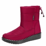 Red Women'S Snow Boots High Top Fleece Lined Warm Lightweight ...