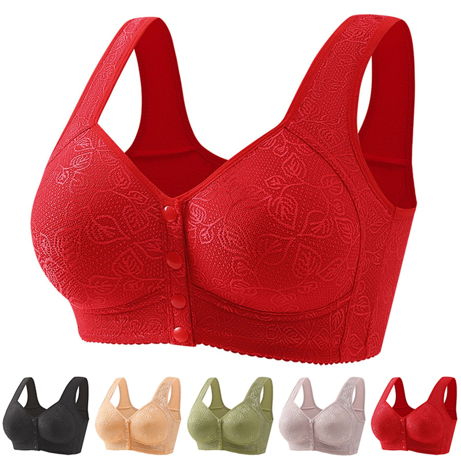 Red Women's Bra, Women Sexy Lace Front On Shaping Cup Adjustable ...