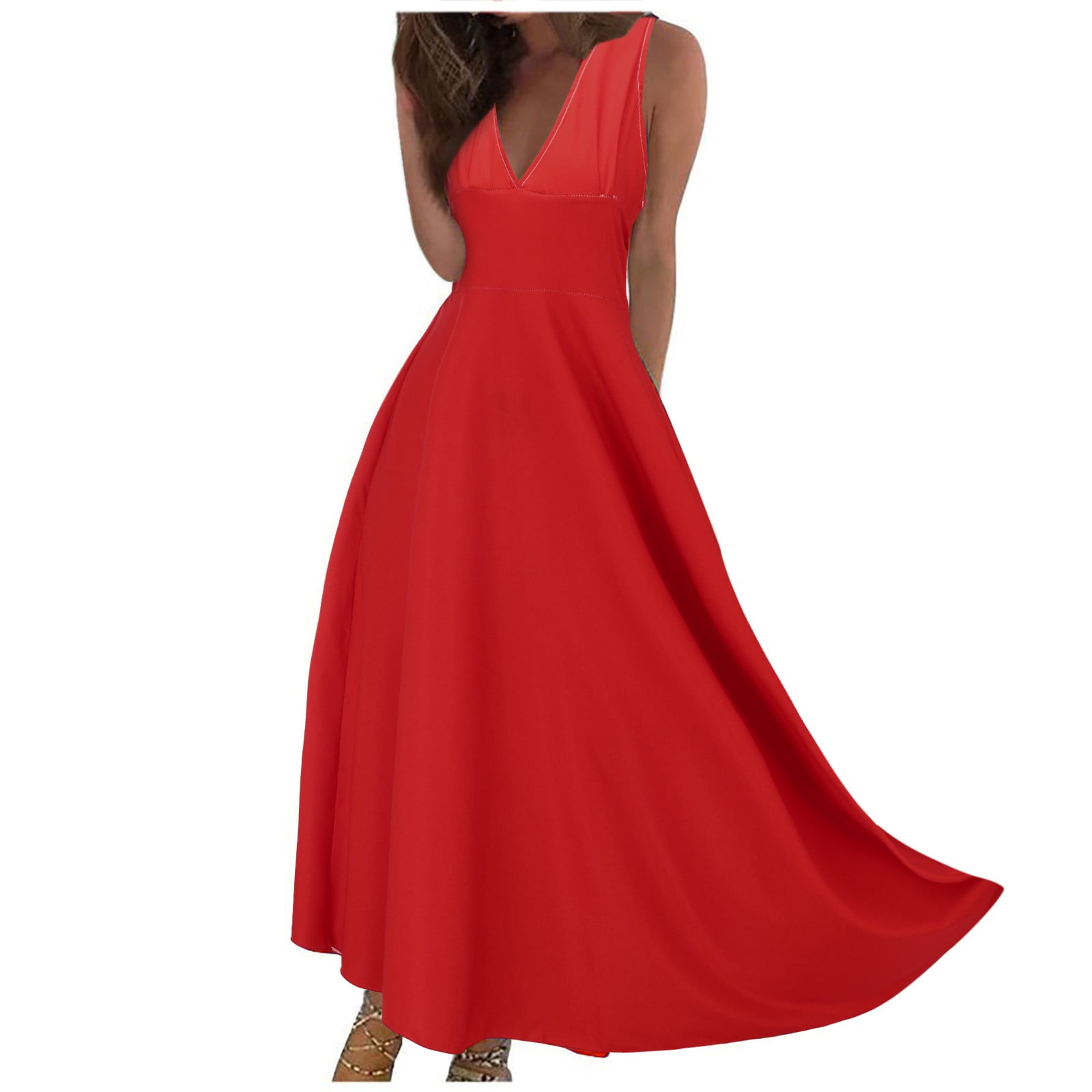 Red Womens Dresses Sundresses For Women 2024 Spring Summer Elegant Wrap ...