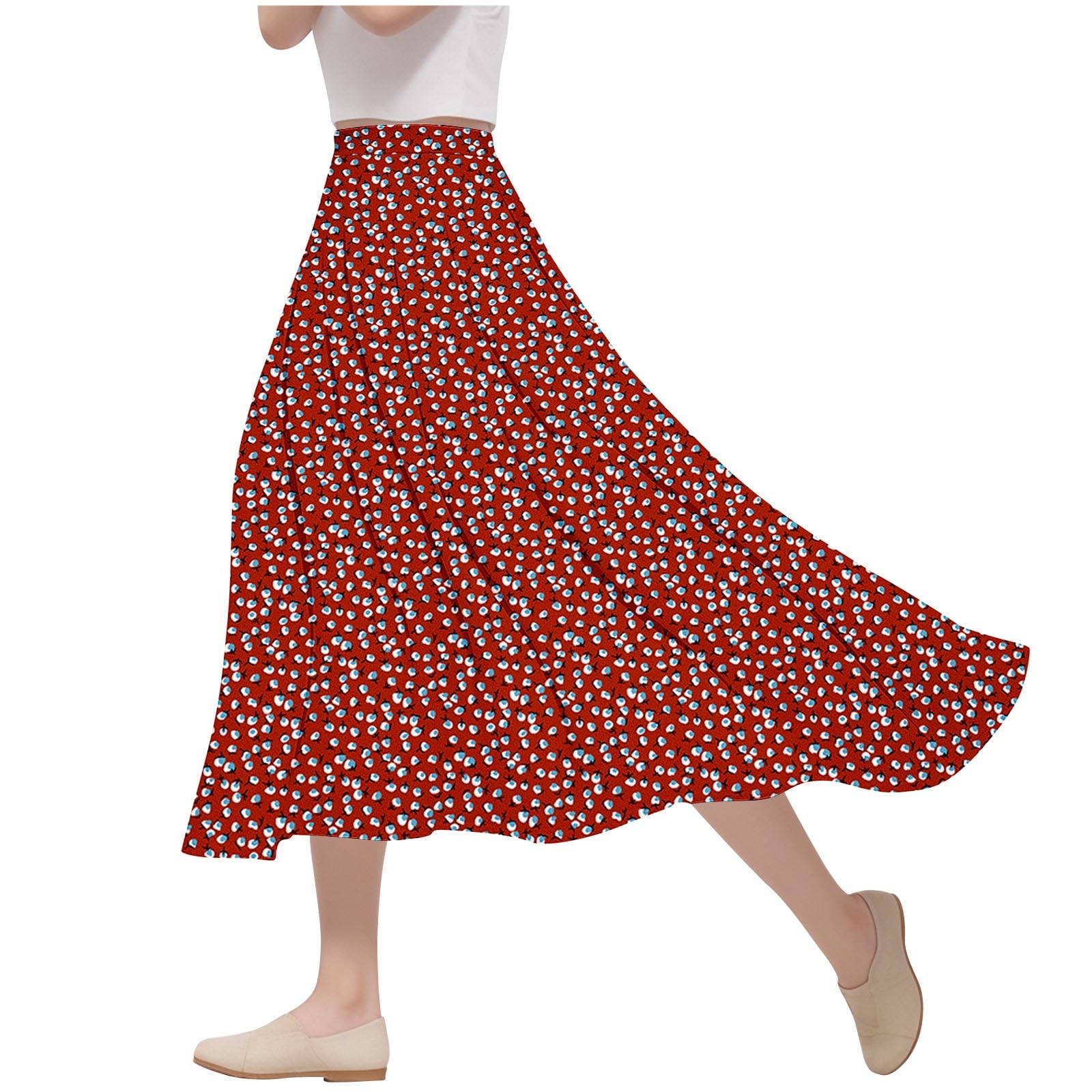 Red Womens Faux Linen Lounge Skirts for Women Floral Graphic Loose Fit ...
