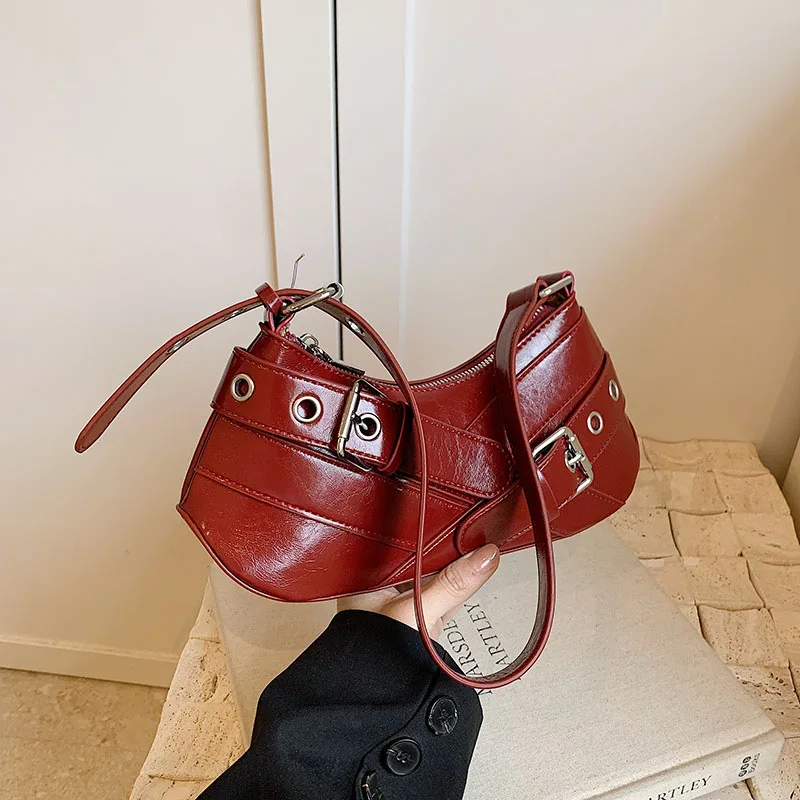 Red Womens Shoulder Bag Vintage Luxury Designer Fashion Handbag Pu ...