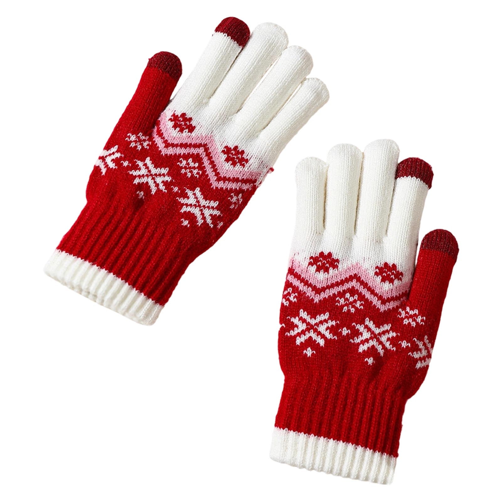 Red Womens Thermal Mittens With Touch Technology Plush And Warm For ...