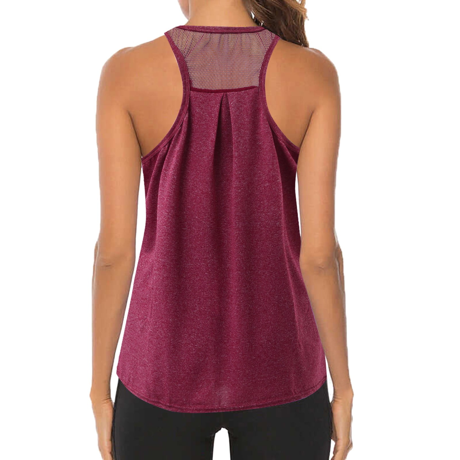 Red Womens Tops Women Workout Tops Mesh Racerback Yoga Tank Shirts Gym ...