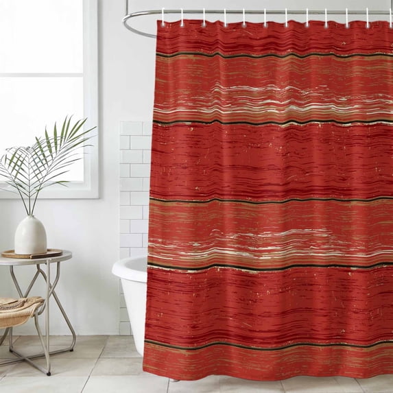 Red Wood Grain Waterproof Fabric Shower Curtain,Farmhouse Vintage ...