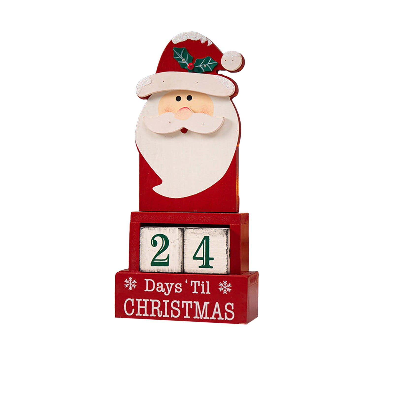 Red Wooden Christmas Countdown Calendar With Movable Number Blocks ...