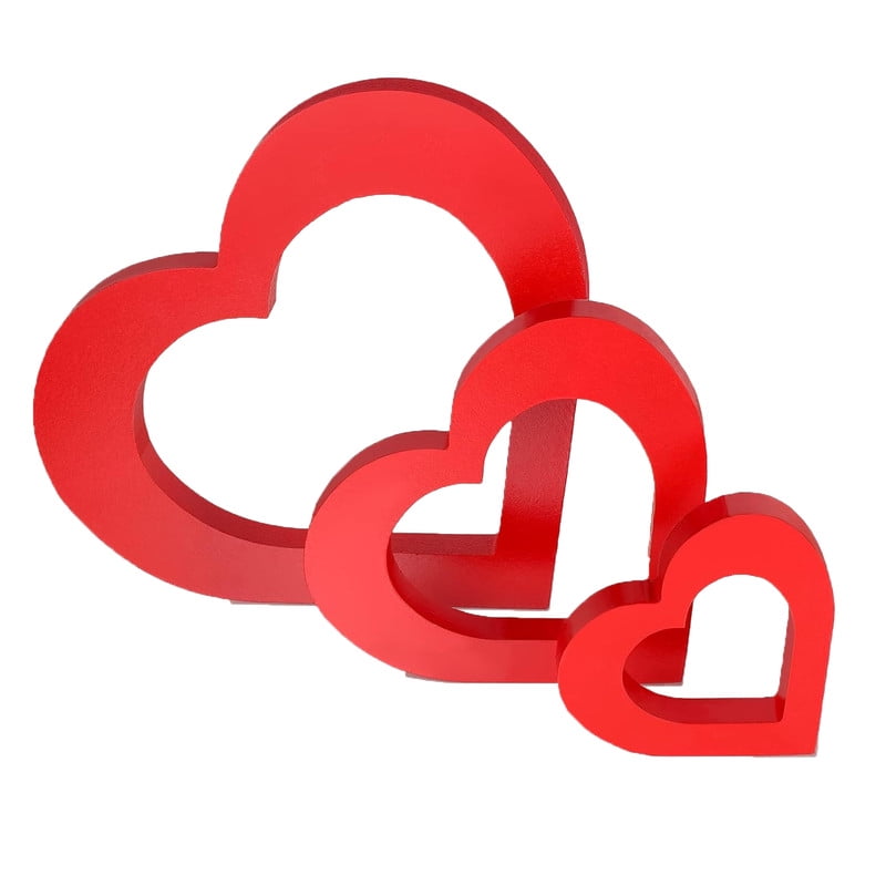 Red Wooden Heart Centerpiece Heart Shape Table Sign for Romantic ...