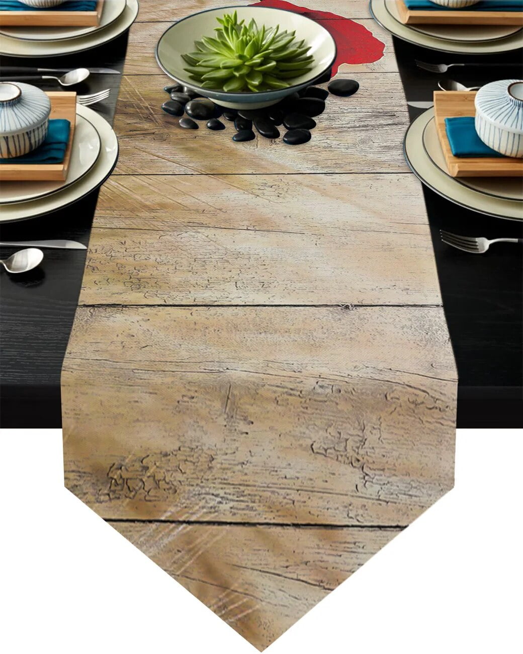 Red Wooden Papaver Flowers Table Runner Party Wedding Champagne ...