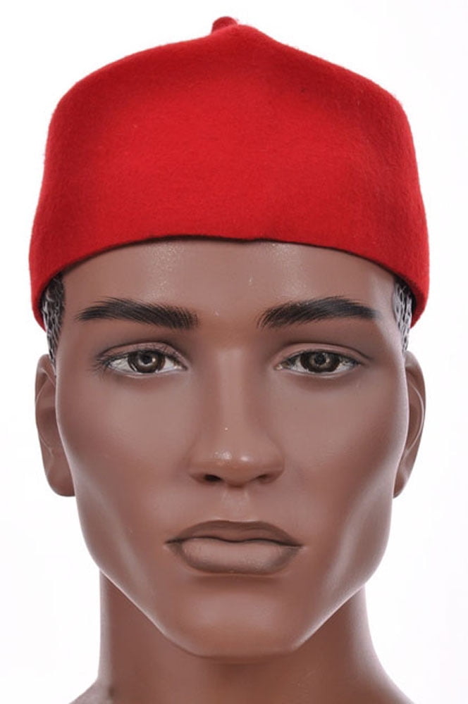 Walmart Red Wool Felt Igbo Cap, African Fez Kufi Hat, Sizes S-2XL, 6in ...