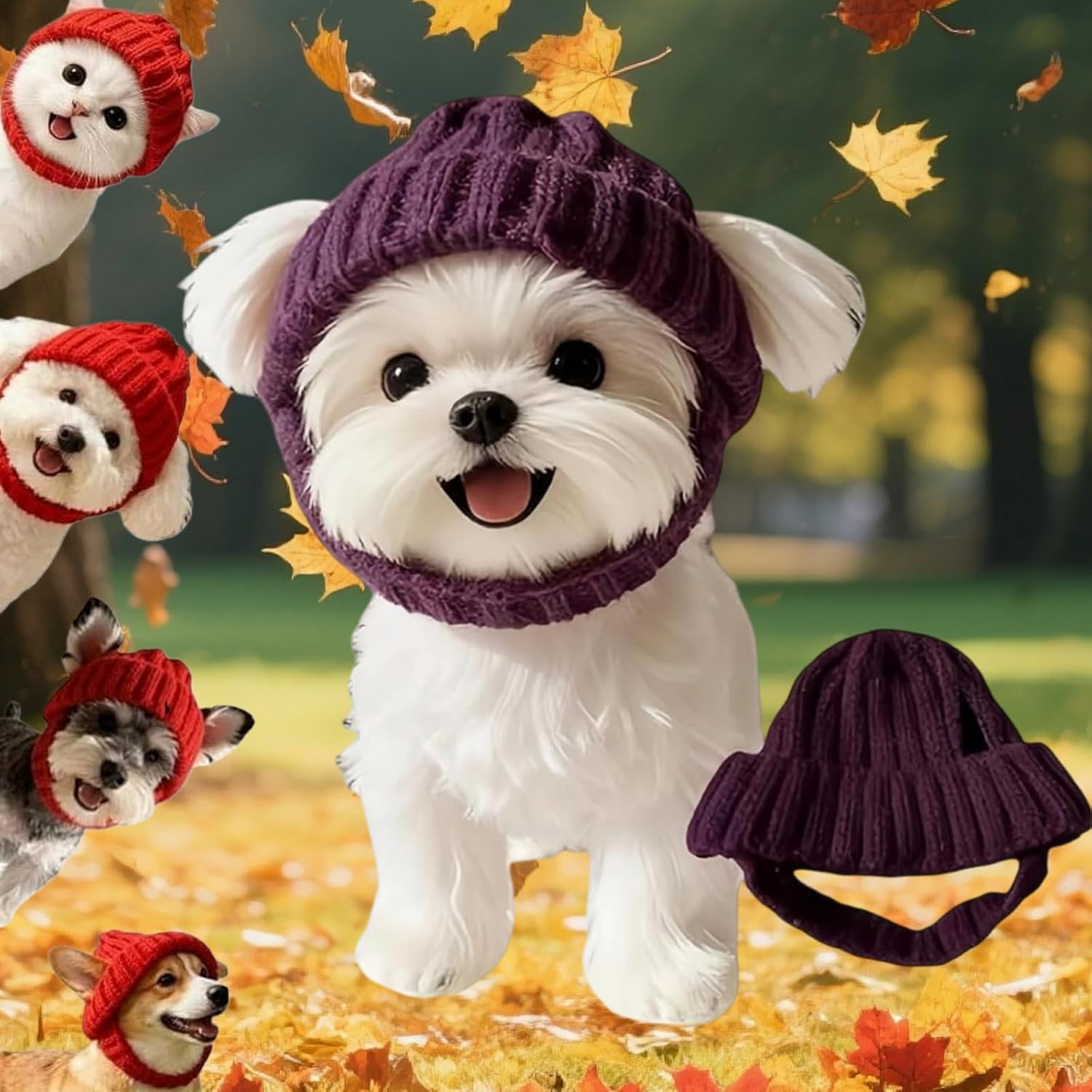 Red Wool Knit Dog Beanie with Ear Flaps – Warm Winter Hat, Soft Knitted ...