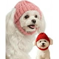 Red Wool Knit Dog Beanie with Ear Flaps - Warm Winter Hat, Flexible Fit ...