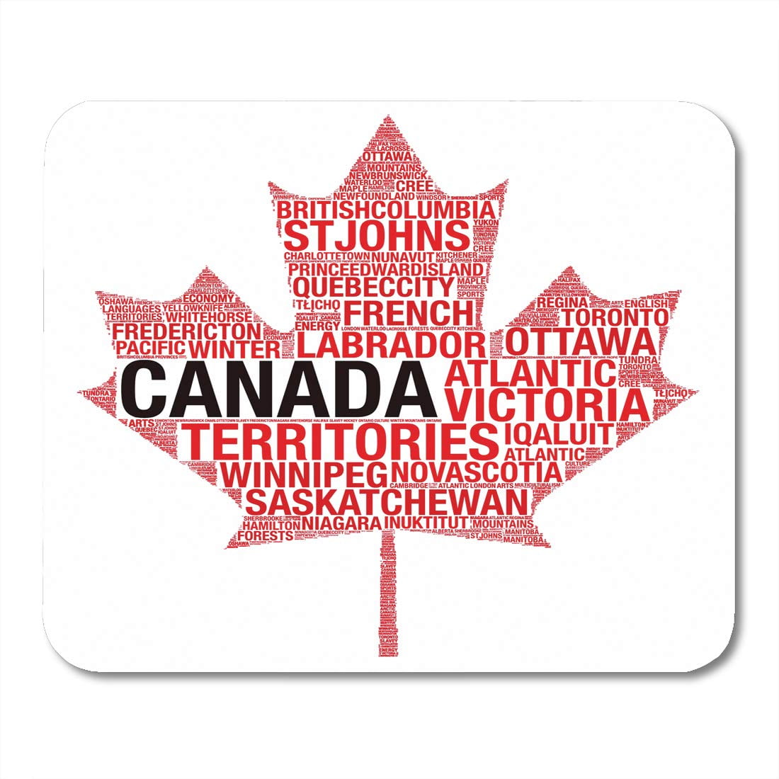 Red Word Maple Leaf Silhouette Canada Flag Detail Tag Cloud Collage Map ...