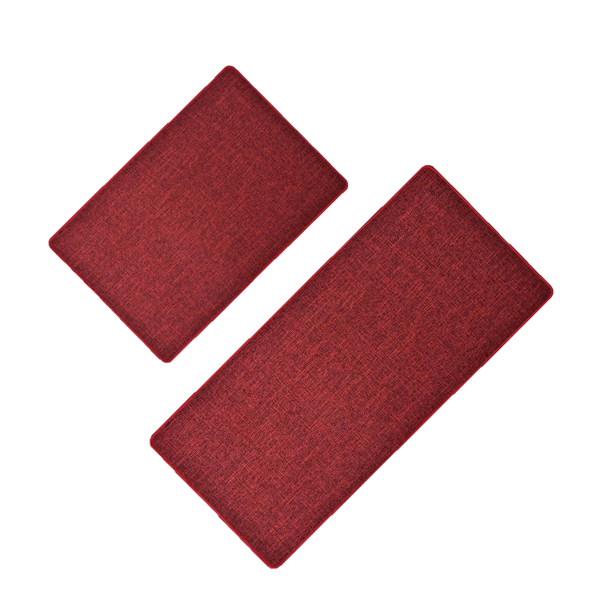 Red Woven Effect Kitchen Mat & Runner Rug Set of 2 - Walmart.com