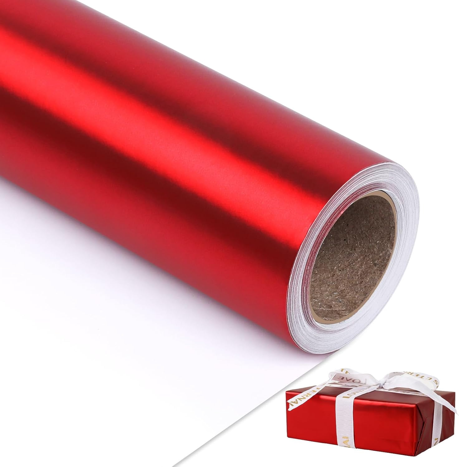 Red Wrapping Paper - Solid Color Matte Metallic Red Paper Roll, Perfect ...