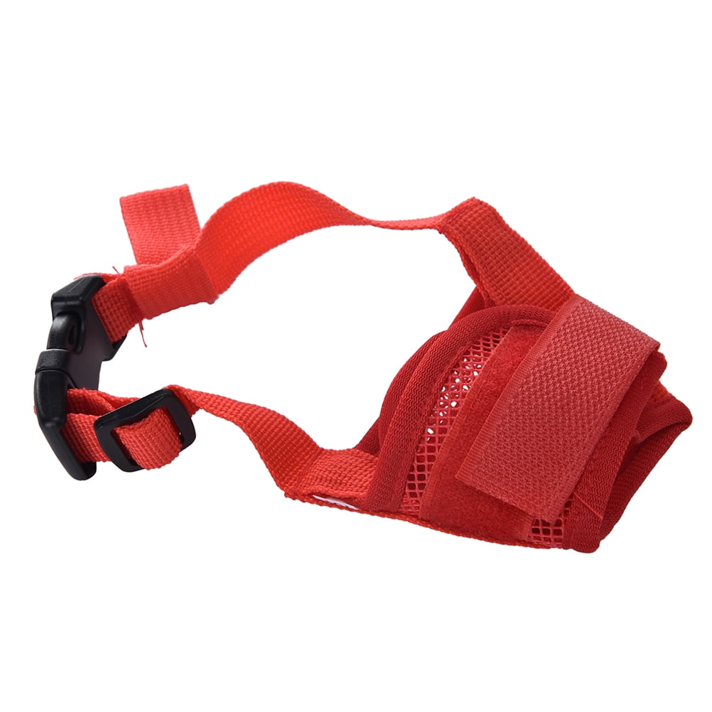 (Red XL)Pet Dog Adjustable Mask Bark Bite Mesh Mouth Muzzle Grooming ...
