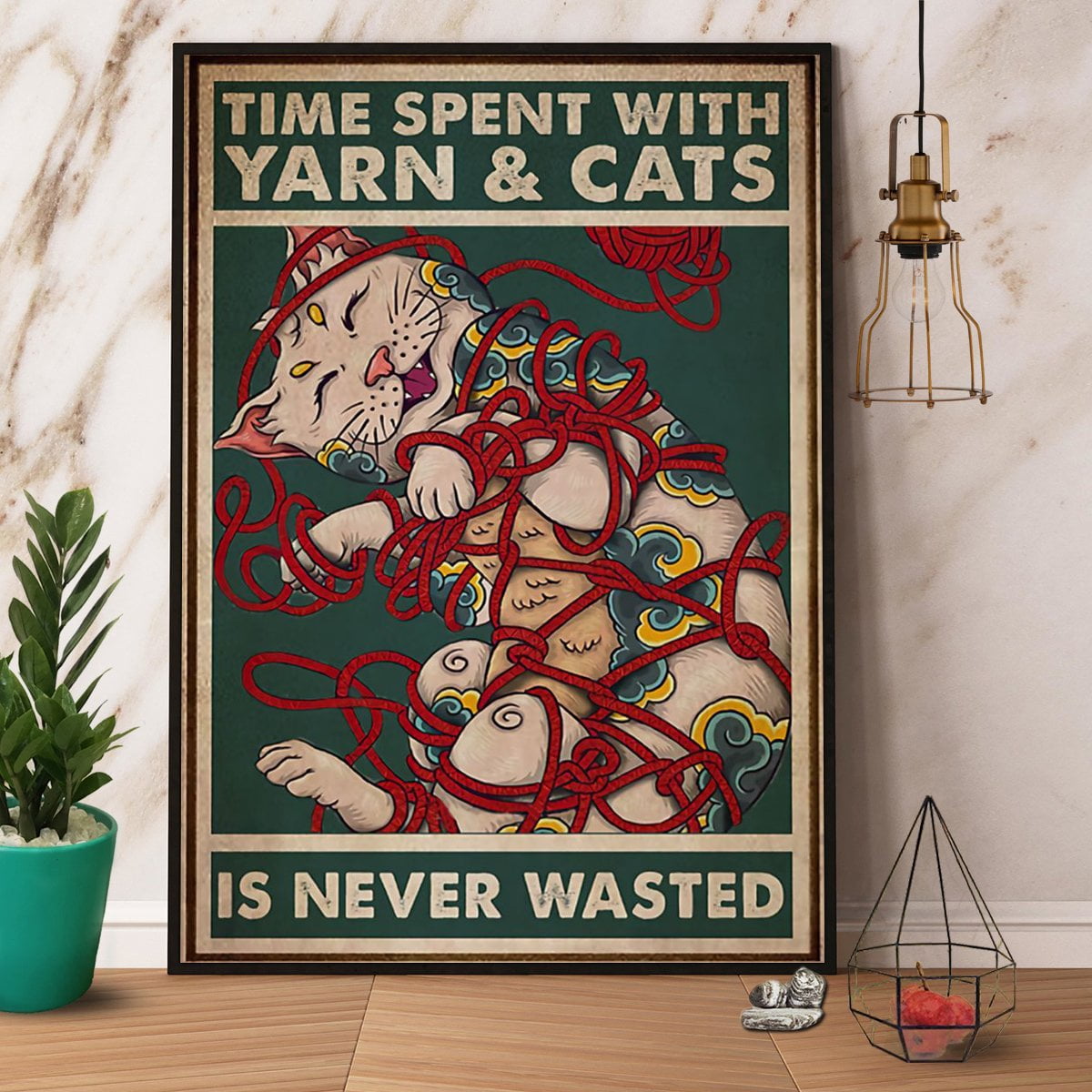 Red Yarn & Cats Time Spent With Yarn & Cats Is Never Wasted Vintage ...