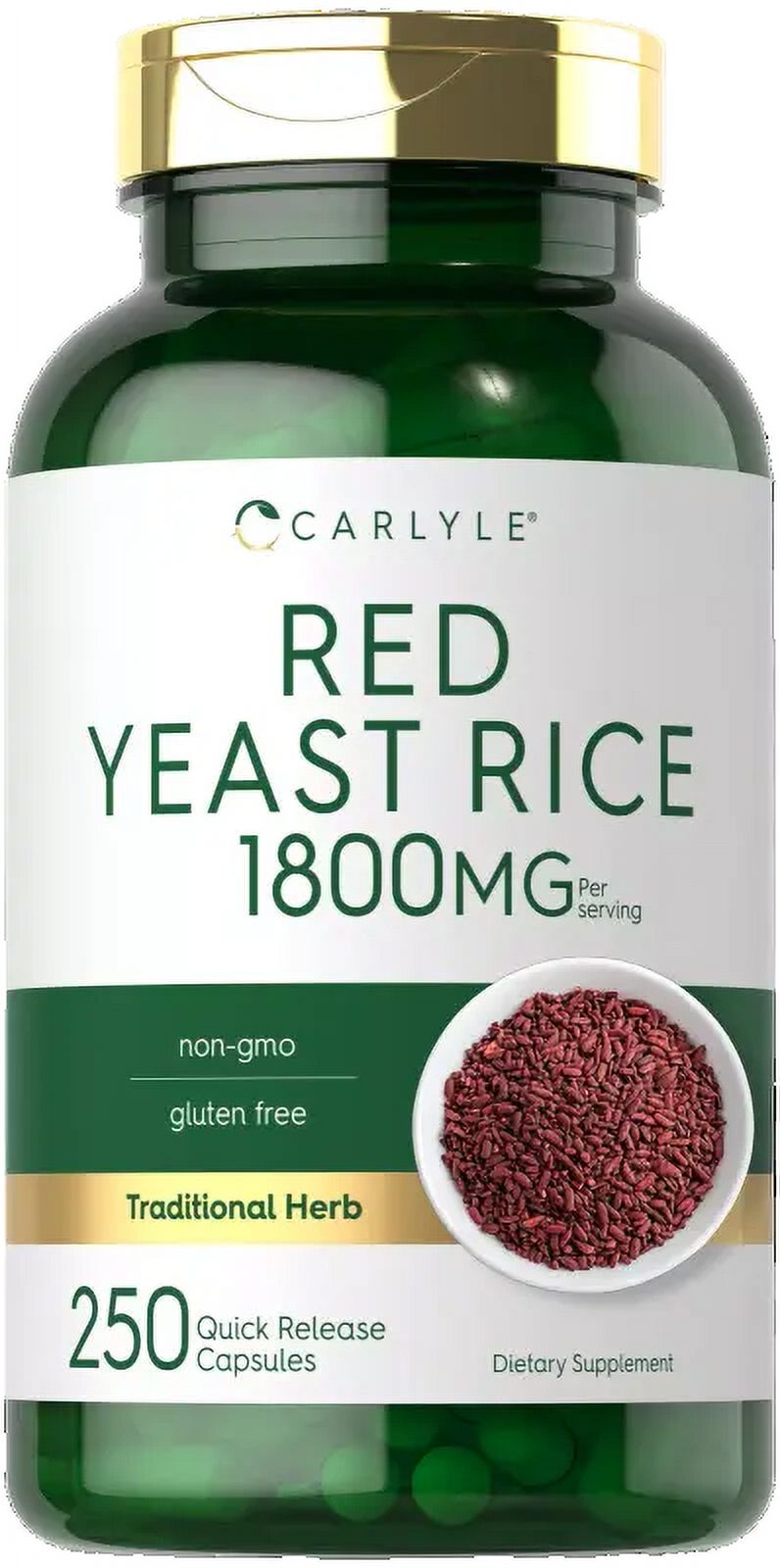 Red Yeast Rice | 250 Capsules | Non-GMO, Gluten Free - Walmart.com