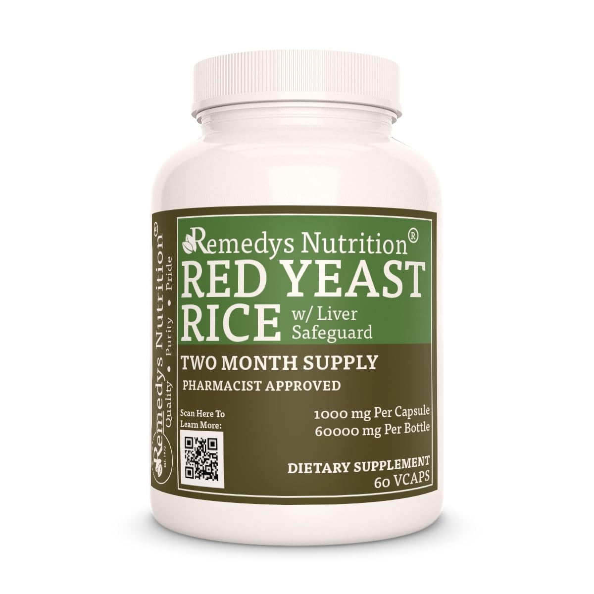 Red Yeast Rice with Liver Safeguard | 1,000 mg, 60 Vegan Capsules ...