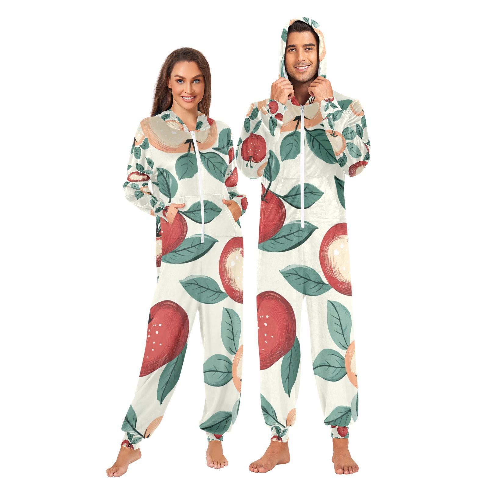 Red Yellow Apples Adult Onesie Pajamas Slim Fit Christmas One Piece ...