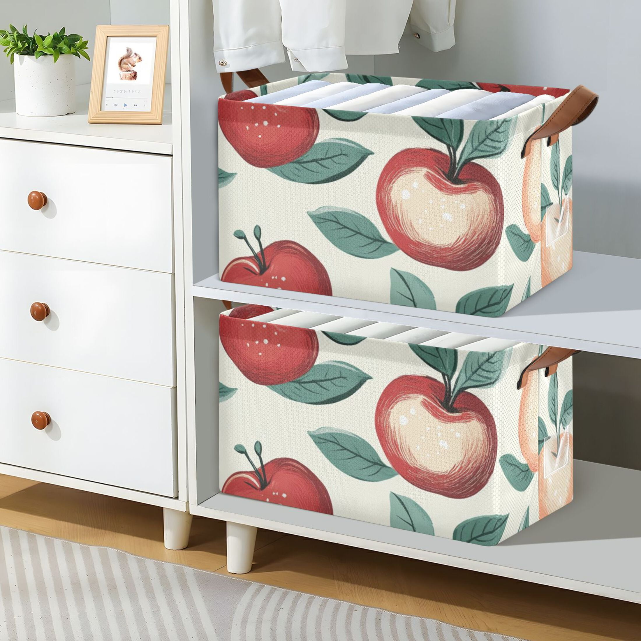 Red Yellow Apples Foldable Storage Large Fabric Storage Baskets ...