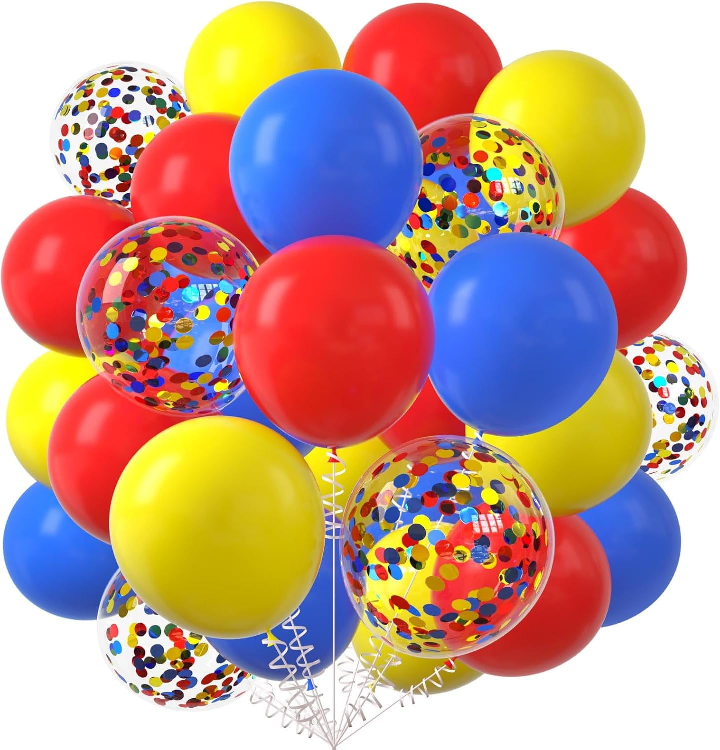 Red Yellow and Blue Balloons, 60 Pcs 12 Inch Red Blue Gold Confetti ...