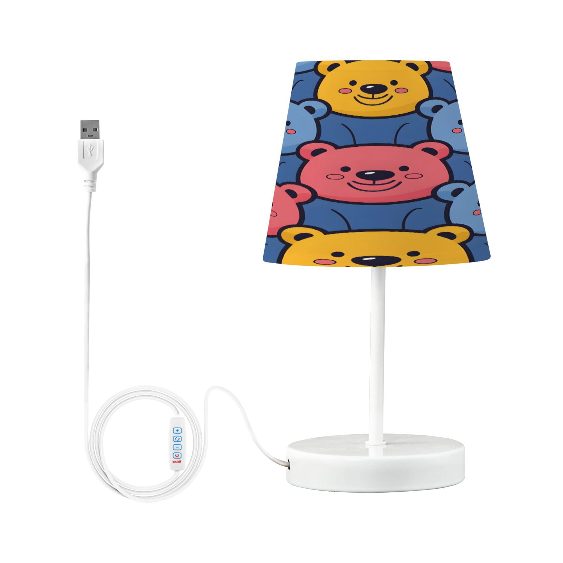 Red Yellow Blue Bears Face Desk Lamp LED Table Nightstand Lamps with 3 ...