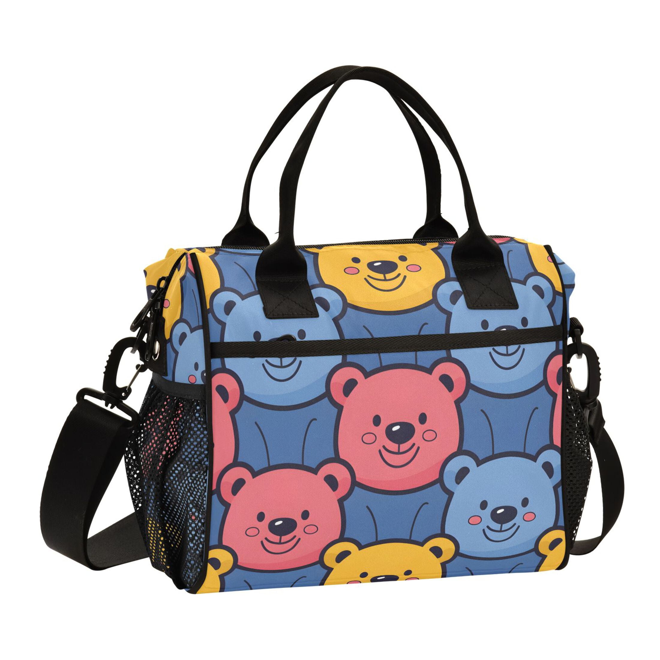 Red Yellow Blue Bears Face Lunch Bag Insulated Lunch Box Leakproof ...