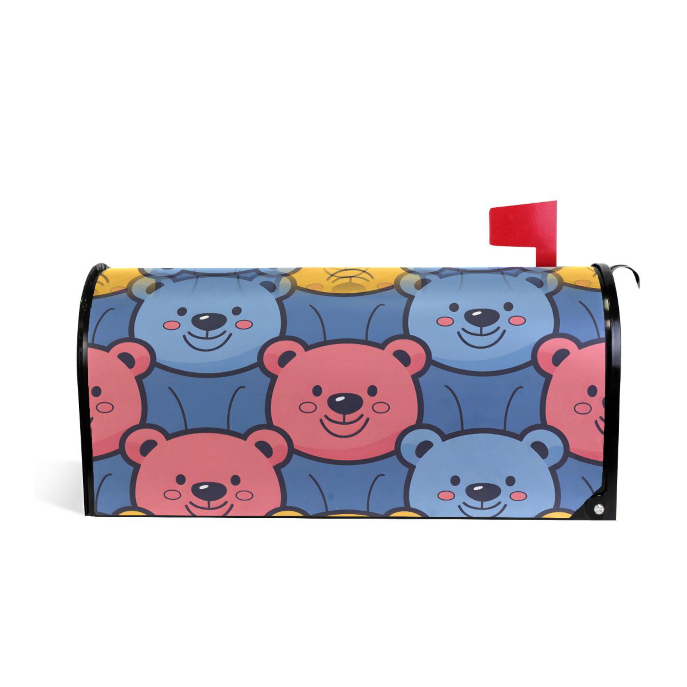 Red Yellow Blue Bears Face Magnetic Mailbox Covers 21" X 18" Post ...
