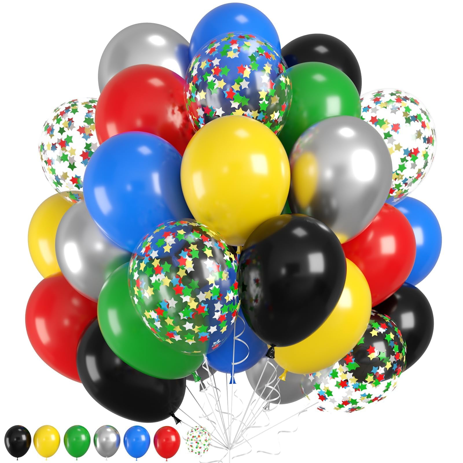 Red Yellow Blue CORNET Balloon, Multicolor Balloons with Black Red Blue ...