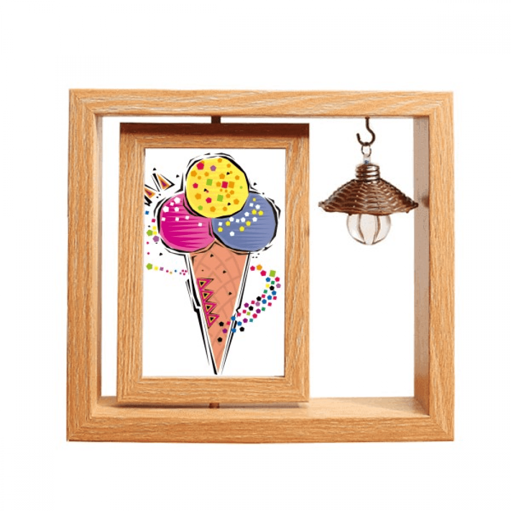 Red Yellow Blue Ice Ball Element Illustration Wooden Rotating Picture ...
