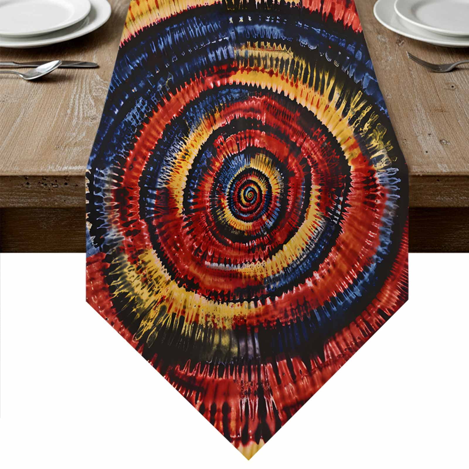 Red Yellow Blue Table Runner Linen Burlap Table Runner 108 Inches Long ...