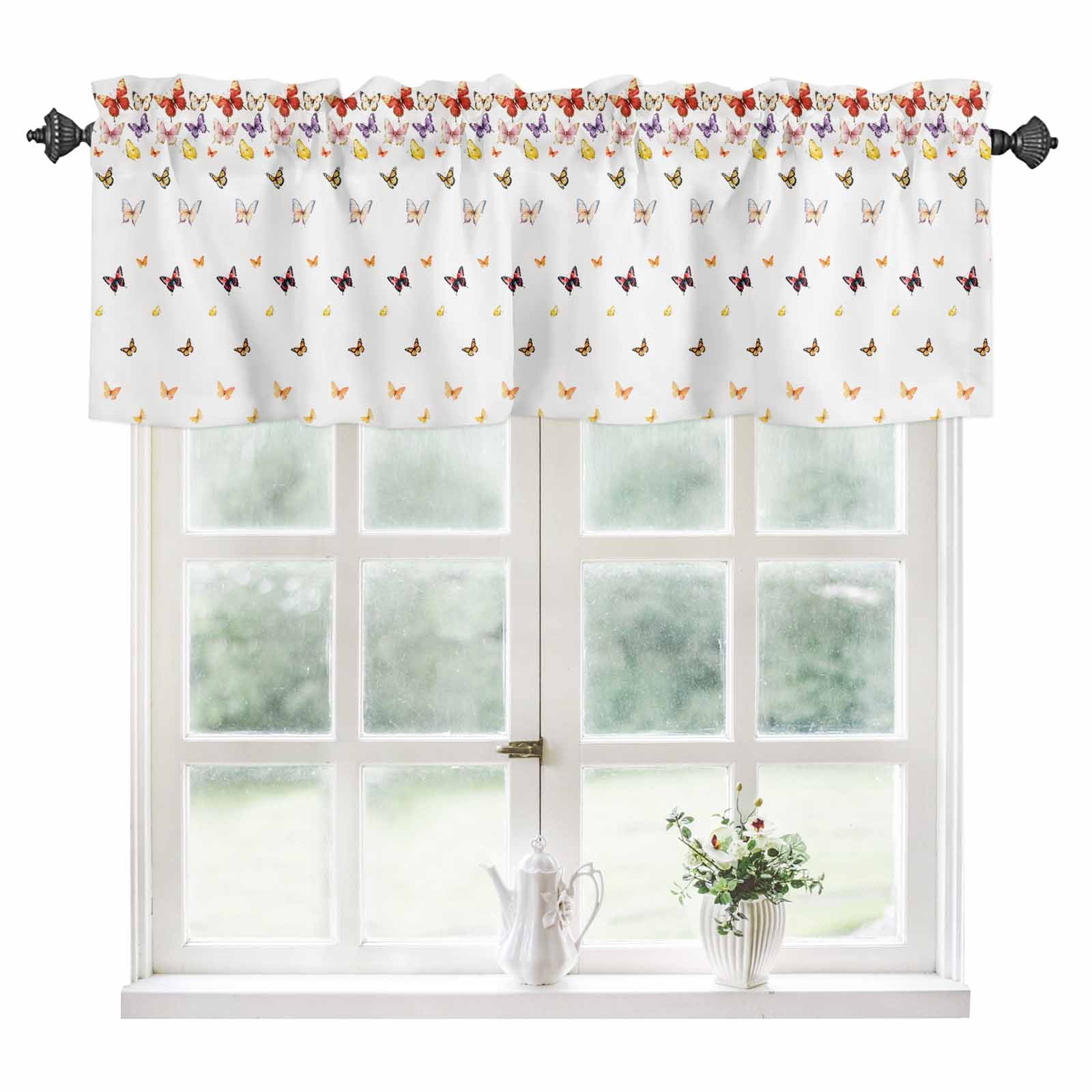 Red Yellow Butterfly Kitchen Valances for Windows 60x18 Inch Kitchen ...
