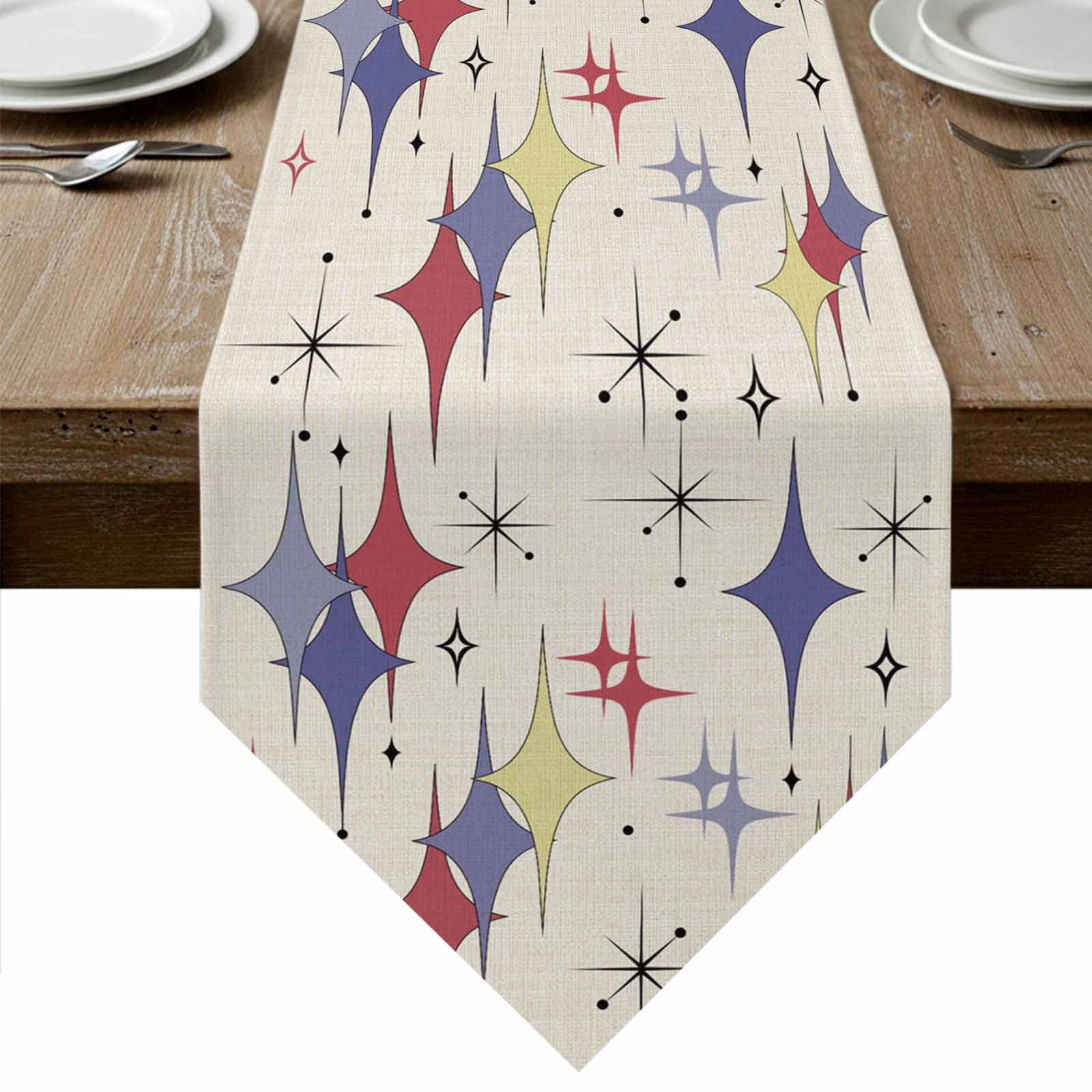 Red Yellow Diamond Table Runner Linen Burlap Table Runner 90 Inches ...