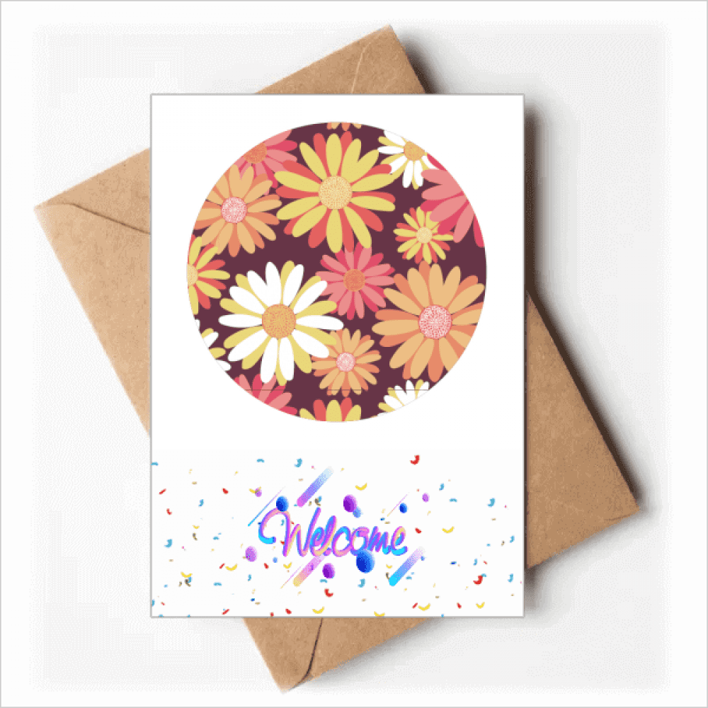 Red Yellow Flower Pattern Welcome Back Greeting Cards Envelopes Blank ...