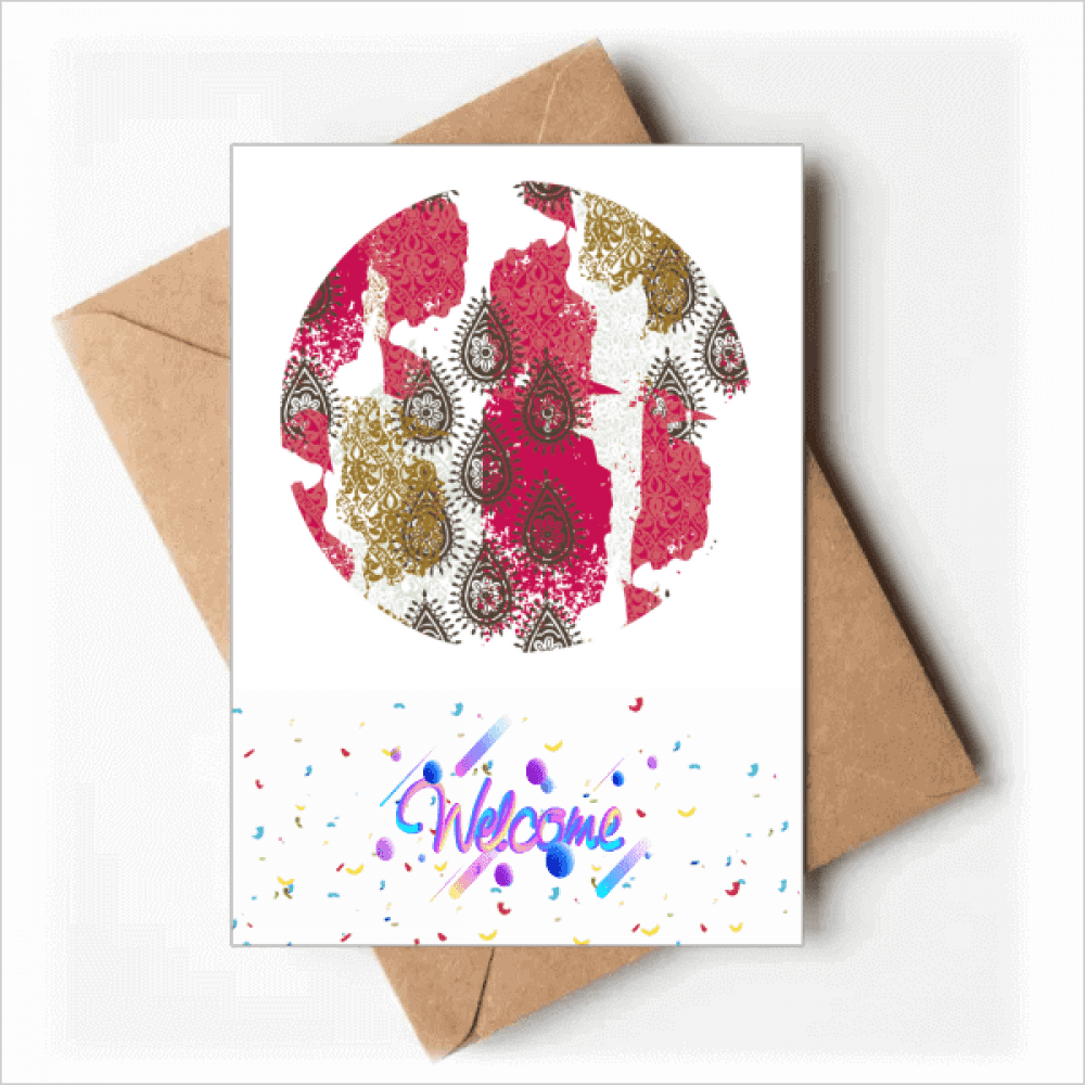 Red Yellow Flower Pattern Welcome Back Greeting Cards Envelopes Blank ...