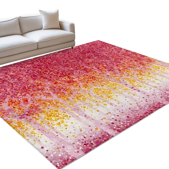 Red Yellow Forest Washable Rug 2.7x5 Area Rug for Living Room Bedroom ...