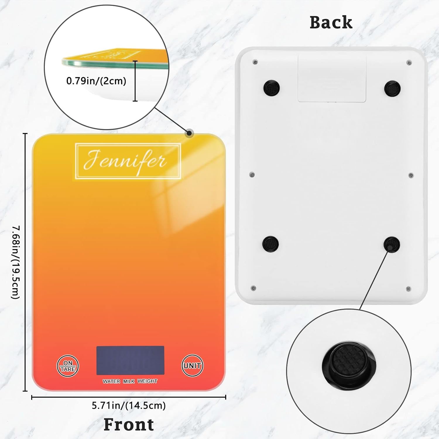 Red Yellow Gradient Custom Food Scale Personalized Waterproof Digital ...