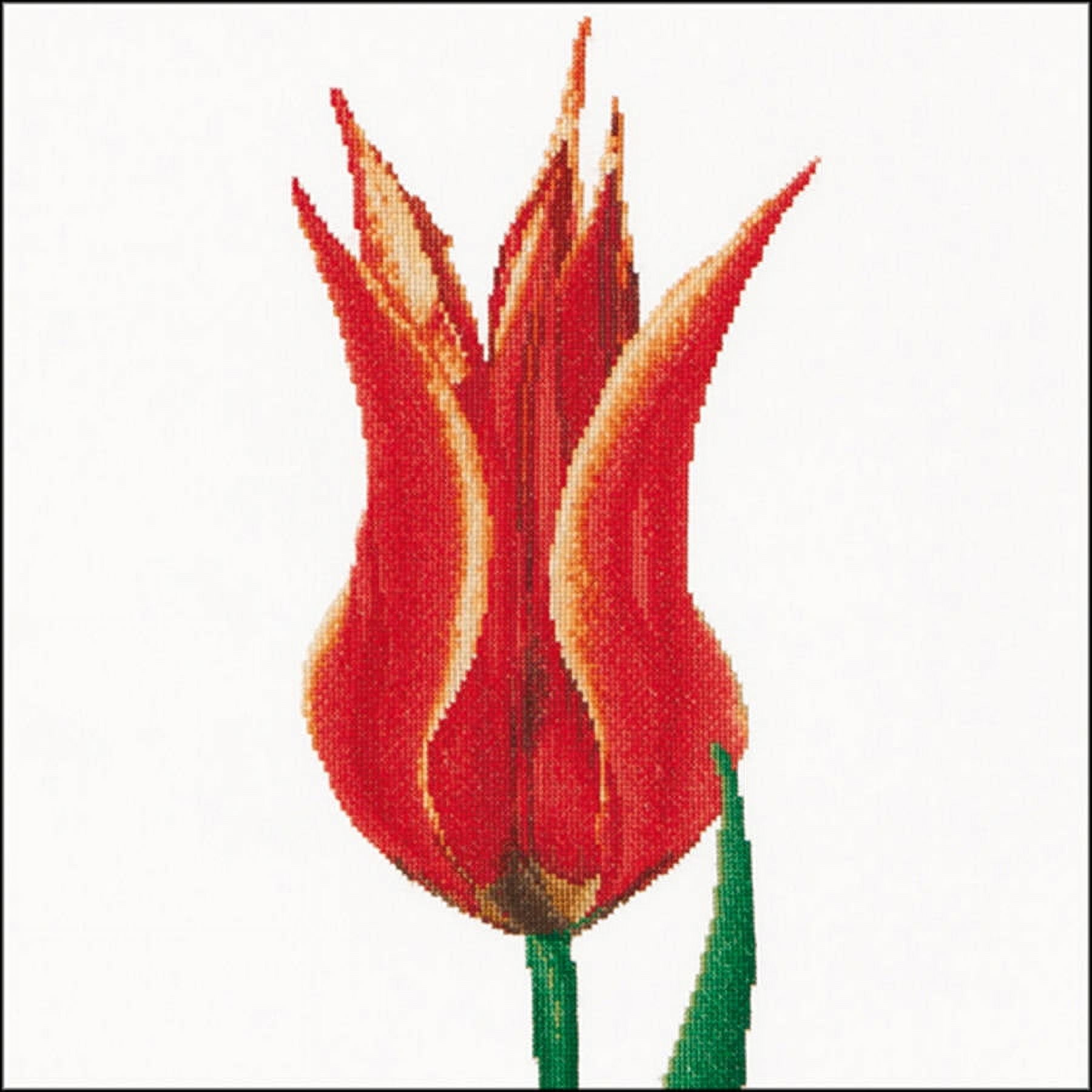 Red & Yellow Lily Tulip On Aida Counted Cross Stitch Kit, 13.25" x 14 ...