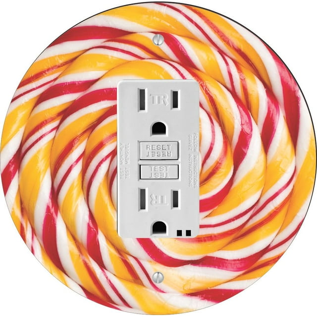 Red Yellow Lolly Design - Round Light Switch Plate Cover - GFI ...