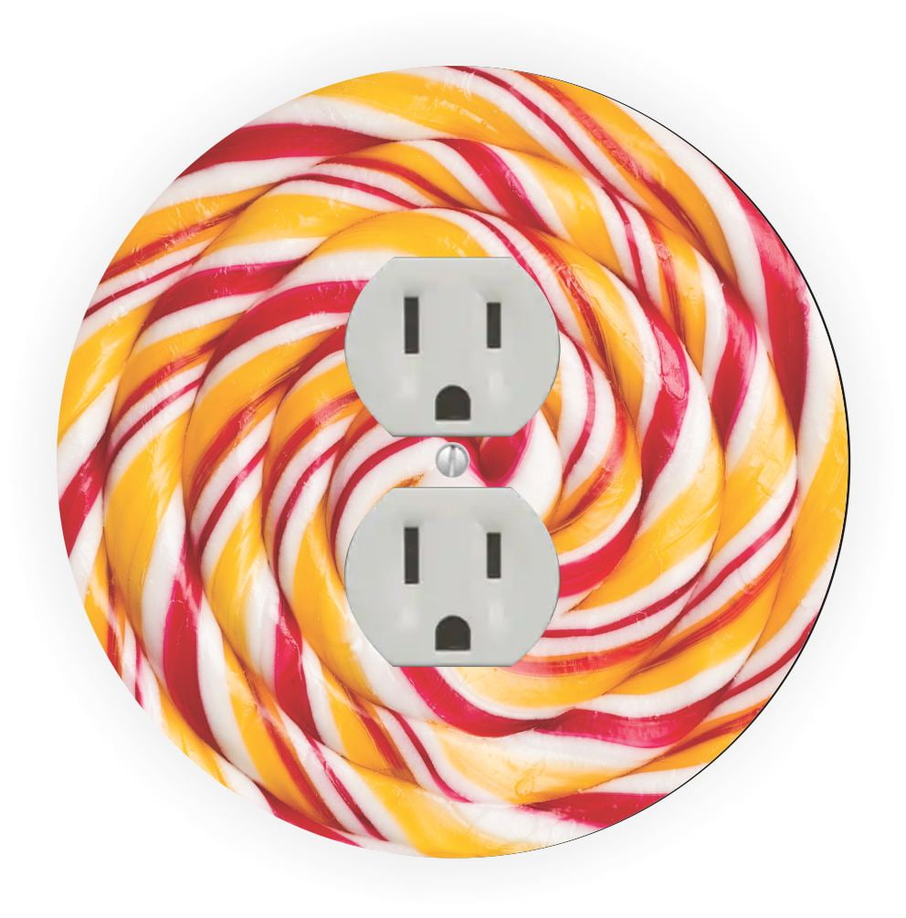 Red Yellow Lolly Design - Round Light Switch Plate Cover - Outlet Cover ...