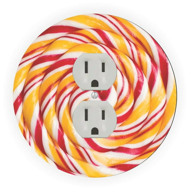 Red Yellow Lolly Design - Round Light Switch Plate Cover - Outlet Cover ...
