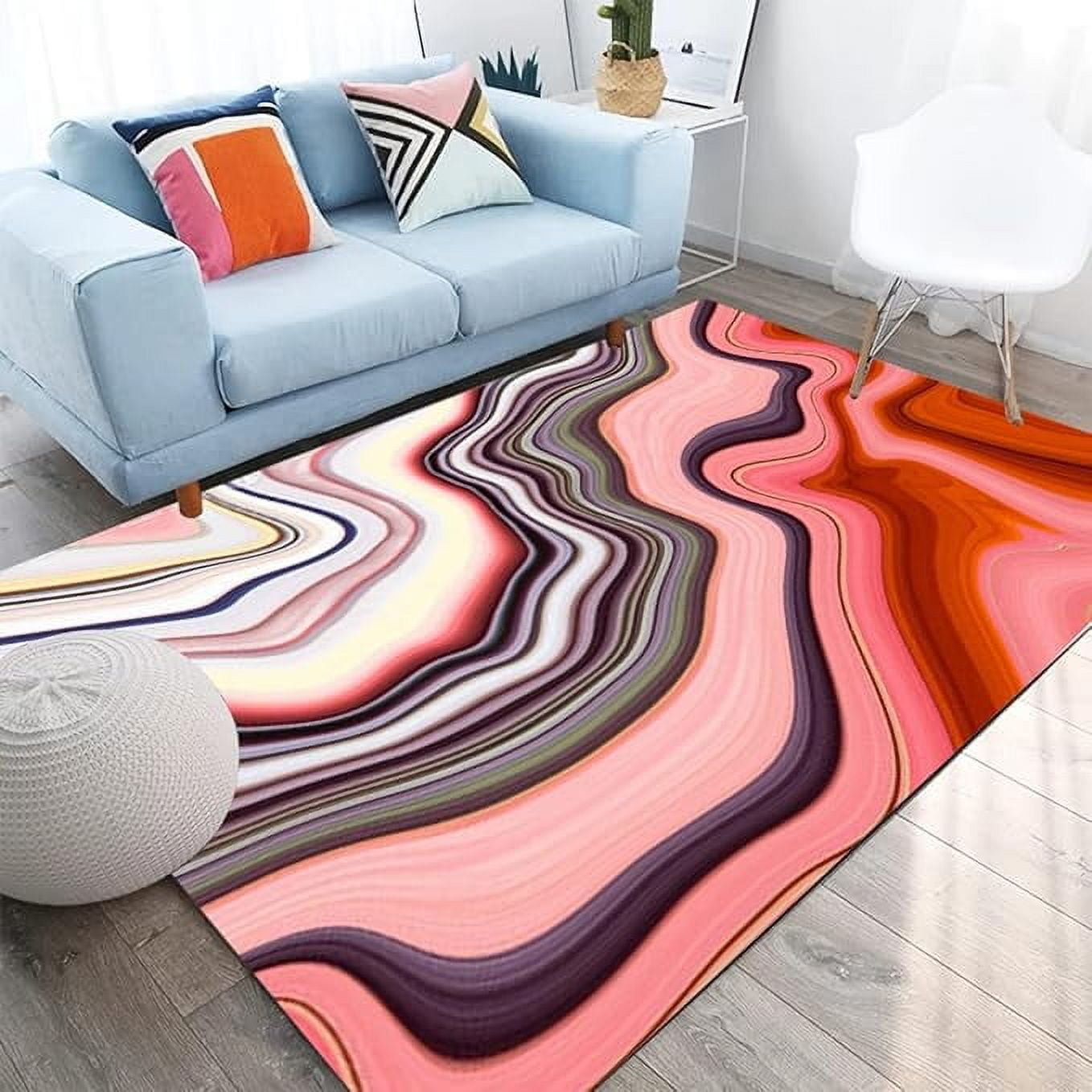 Red Yellow Modern Abstract Marble Swirl Area Rugs Colorful Art Decor ...