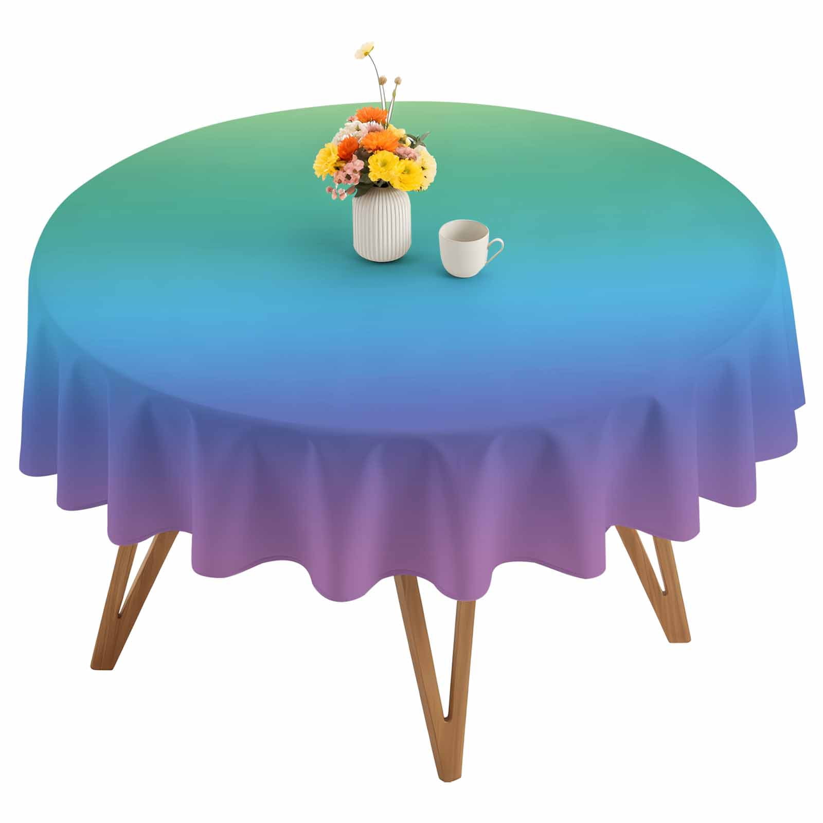 Red Yellow Round Tablecloth 60 inches Green Blue Purple Gradient ...
