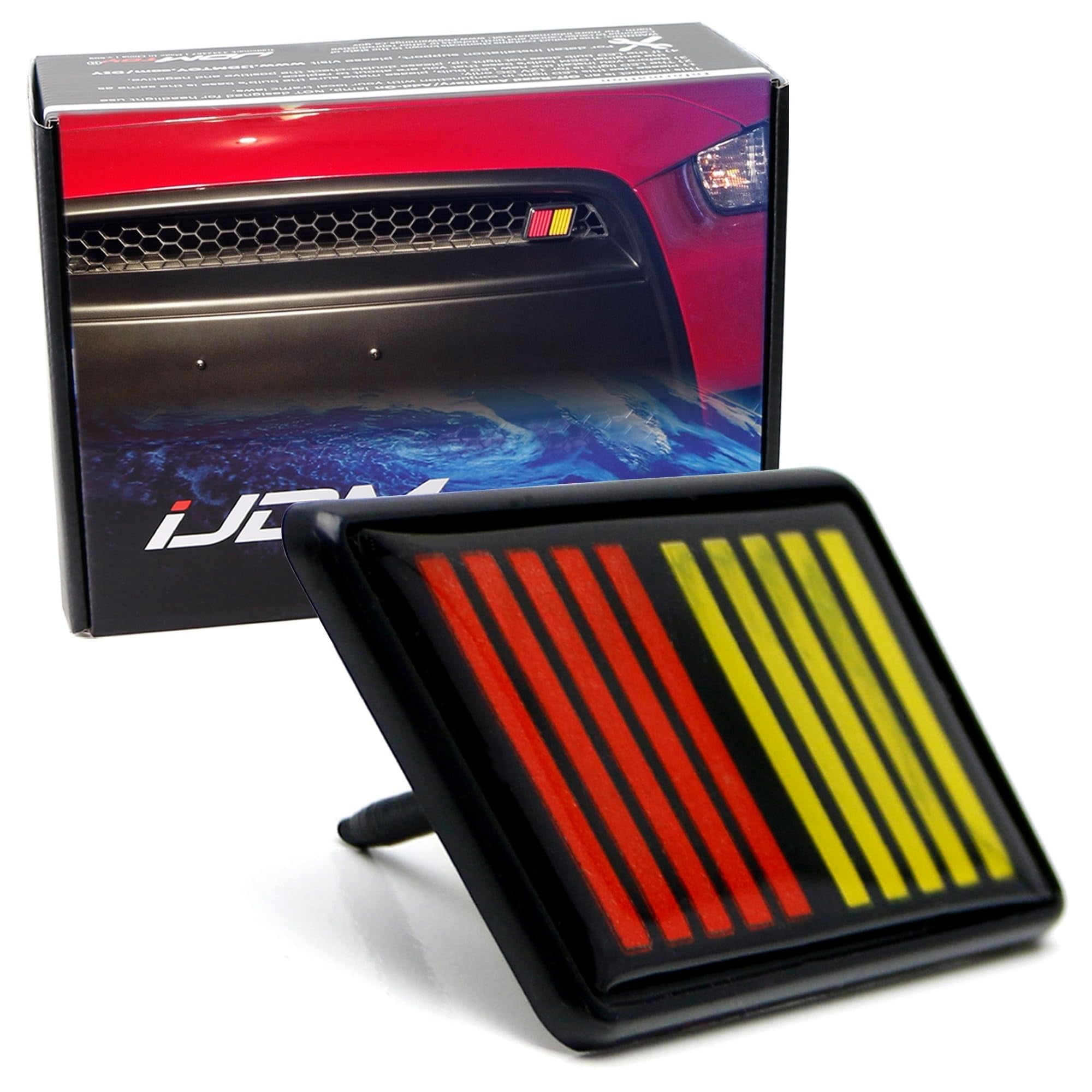 Red/Yellow Stripe Grille Badge Emblem w/Rear Mounting Panel/Tooth Locks ...