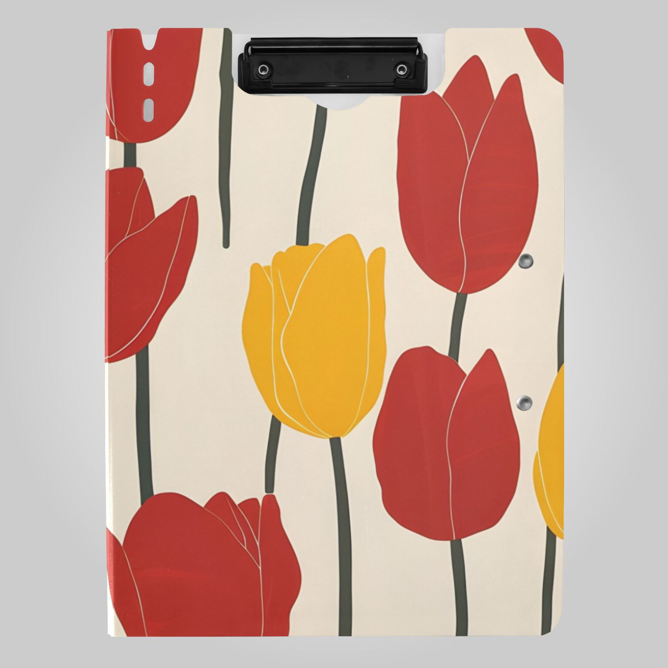 Red Yellow Tulips Foldable Binder Folder Clipboard with Pen Slot Double ...