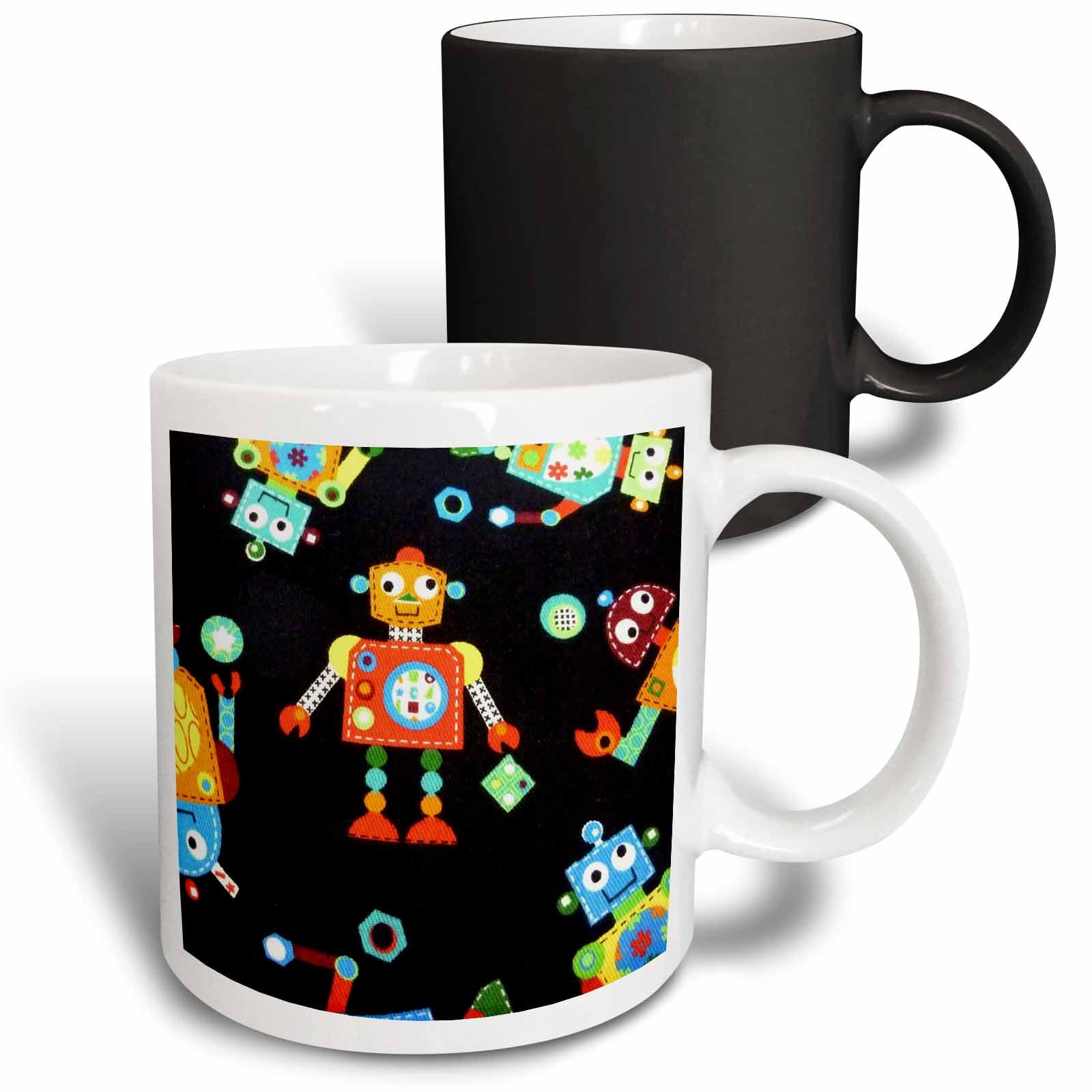 Red Yellow and Orange Robots On Black 11oz Magic Transforming Mug mug ...
