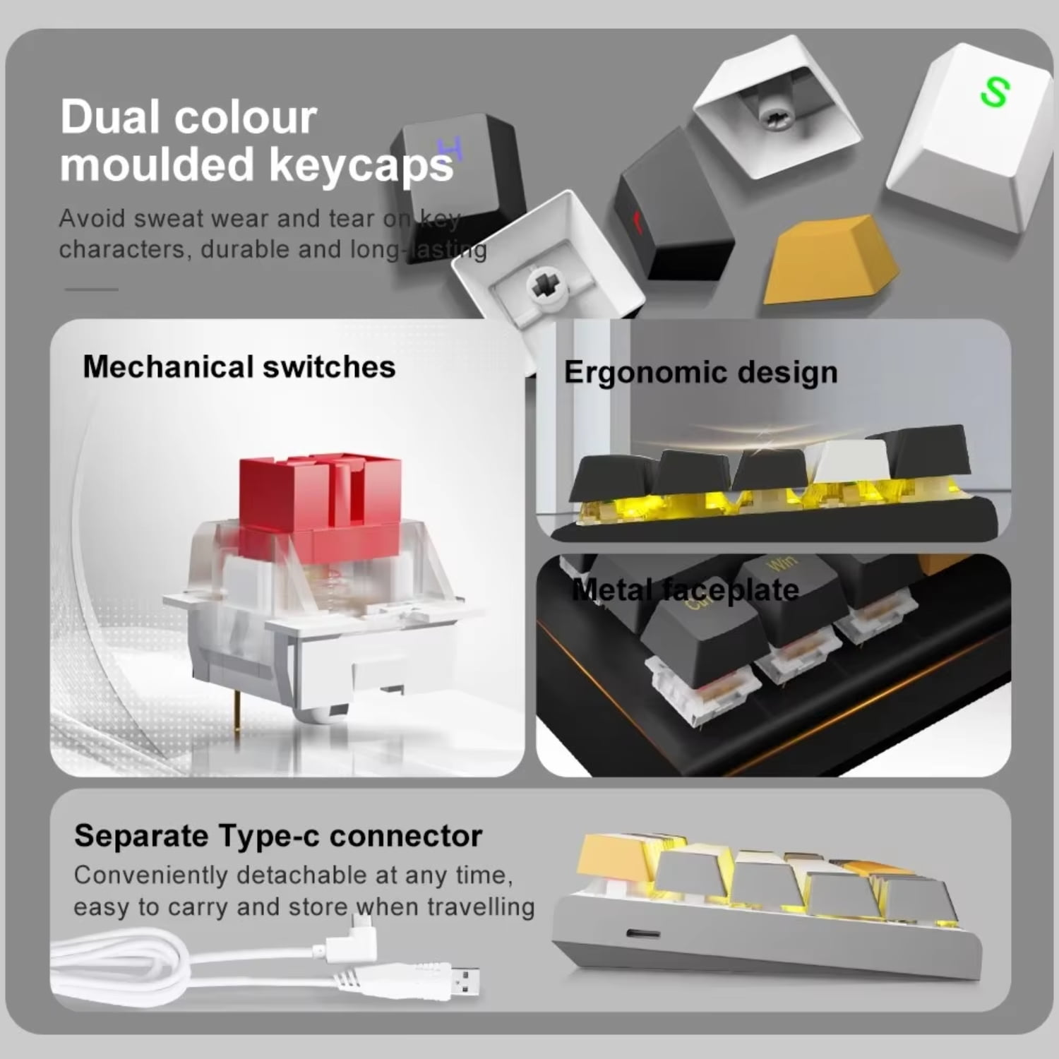 Red Z11 USB Mechanical Gaming Wired Keyboard with 61 Keys for Russian ...