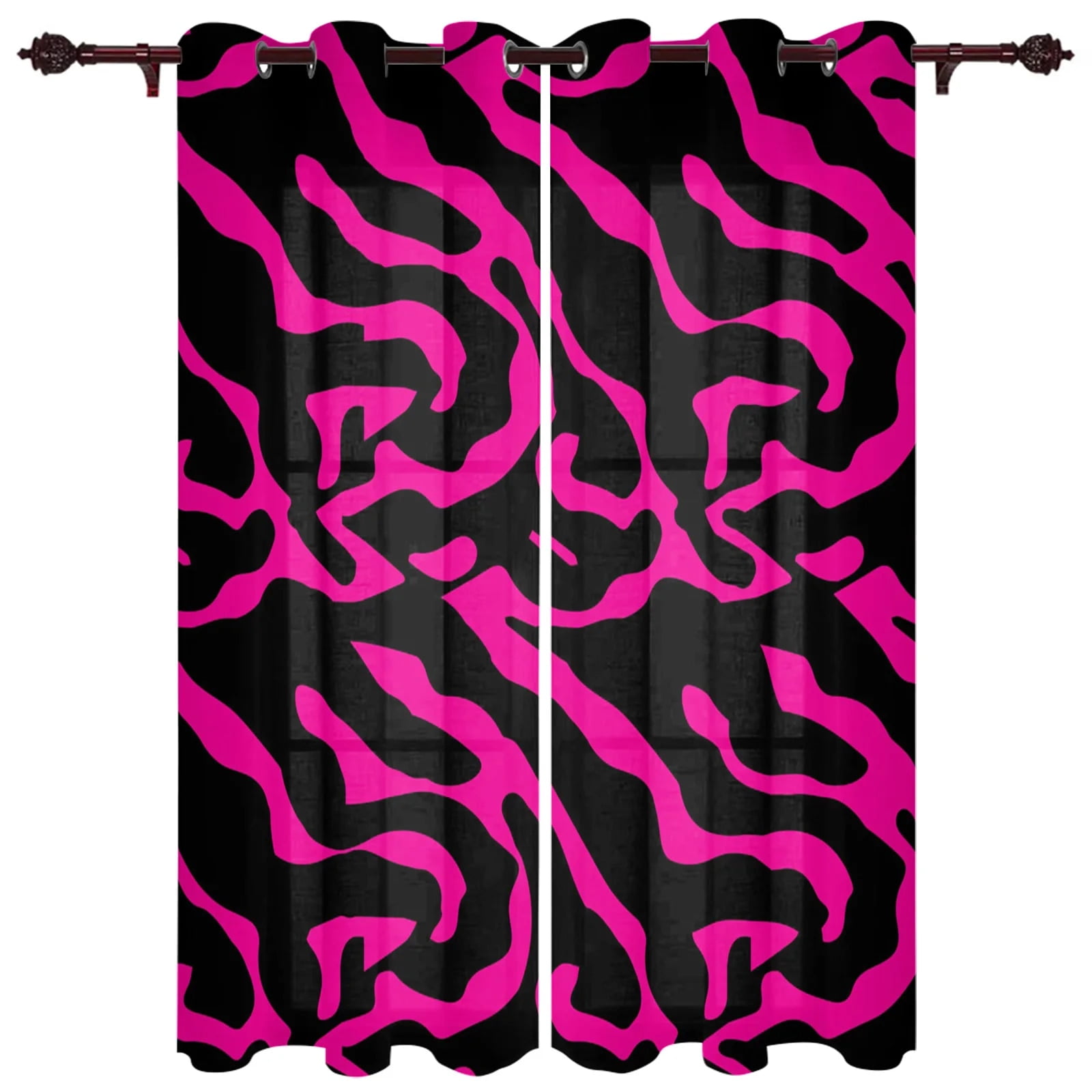 Red Zebra Leopard Print Window Curtains Home r Bedroom Window ...